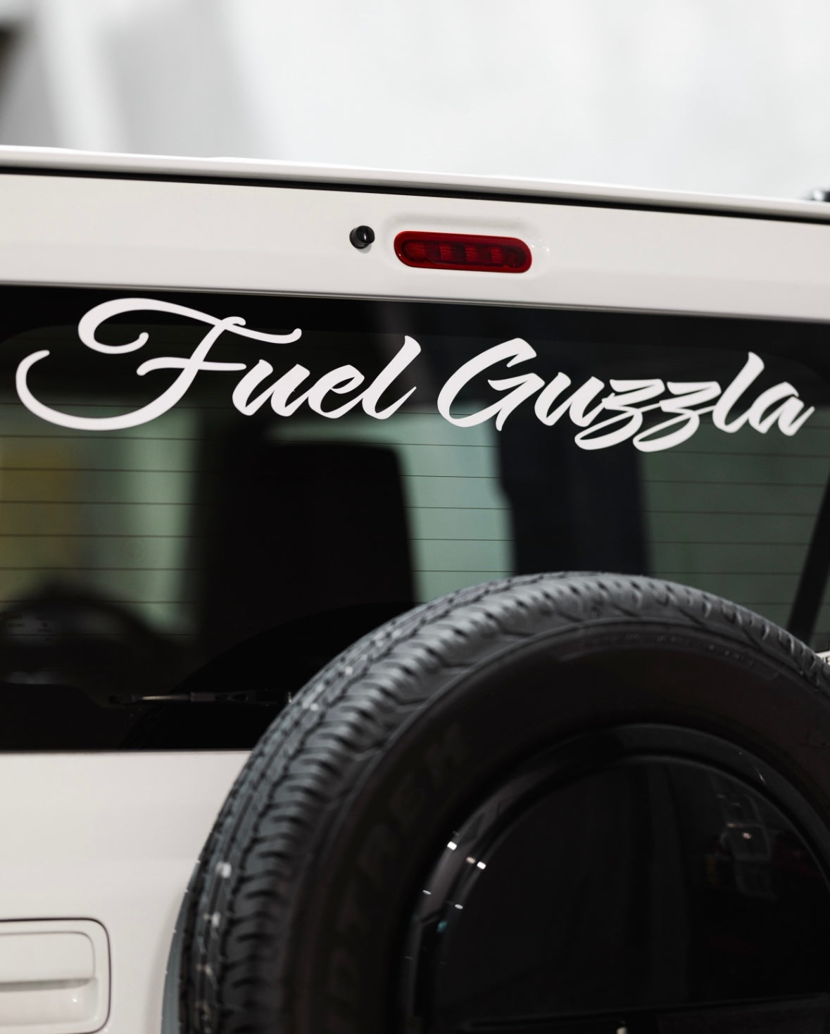 Cursive Fuel Guzzla Window Banner